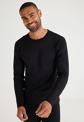 Mens Black Thermal Heavy Weight Long Sleeve Top Peacocks