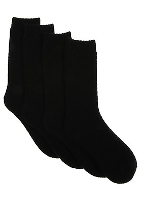 Womens 3pk Plain Black Cushioned Sole Socks Peacocks