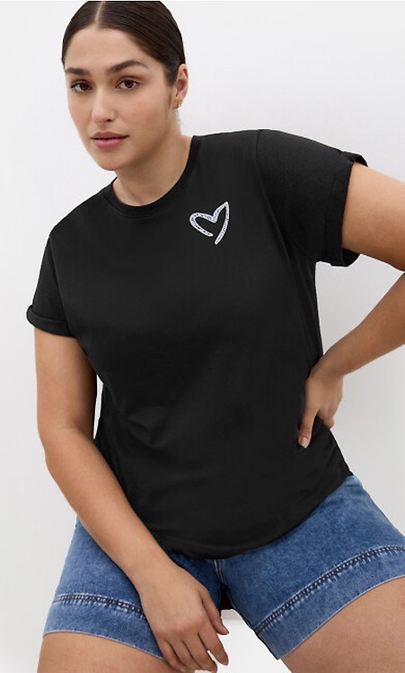 Women's Plus Size Micro Score Print Baby Pink Tee
