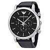 Emporio Armani Kappa Black Dial Black Leather Men's Watch AR11013 ...