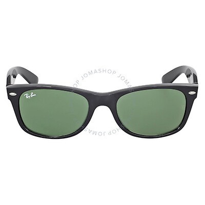 Ray-Ban New Wayfarer Black Plastic Green Crystal 52mm Sunglasses RB2132 ...