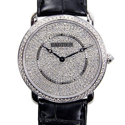 Cartier Tank Anglaise Diamond Pave 18kt White Gold Automatic Men's ...