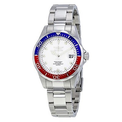 Invicta Pro Diver Silver Dial White Leather Ladies Watch 12515 12515 ...