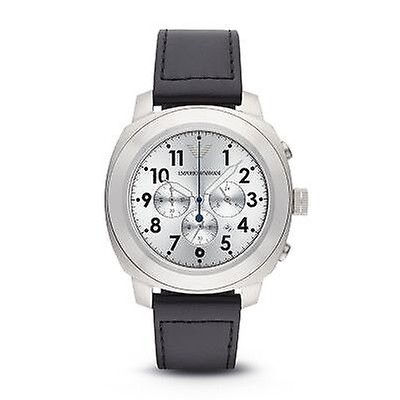 Emporio Armani Black Dial Black Leather Men's Watch AR2411 AR2411 ...