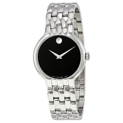 Movado Faceto Diamond Black Dial Stainless Steel Ladies Watch 0605586 ...
