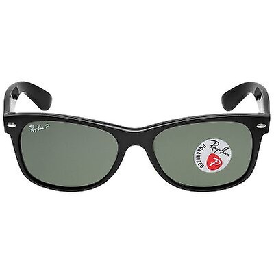 Ray-Ban New Wayfarer Black Plastic Green Crystal 52mm Sunglasses RB2132 ...