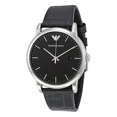 Emporio Armani Black Dial Black Leather Men's Watch AR2411 AR2411 ...