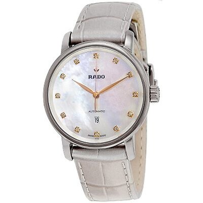 Rado Integral Jubile Mother of Pearl White Leather Ladies Watch ...