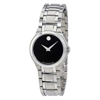 Movado Faceto Diamond Black Dial Stainless Steel Ladies Watch 0605586 ...