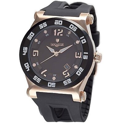 Lancaster Barreto Solo Tempo White Dial Vulcanized Black Rubber Strap ...