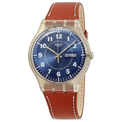 Swatch Sistem Automatic Black Dial Cream Leather Men's Watch SUTM400 ...