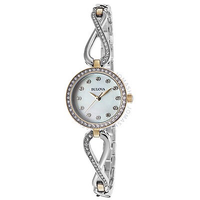 Bulova Regatta Diamond Black Mother of Pearl Dial Ladies Watch 96P221 ...