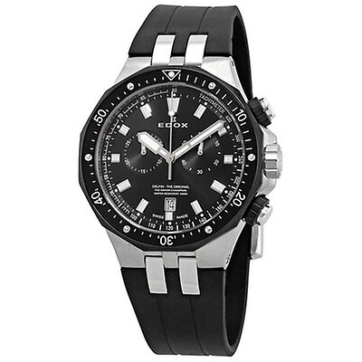 Edox Chronorally Black Dial Black Rubber Men's Watch 10305 3NR NR 10305 ...
