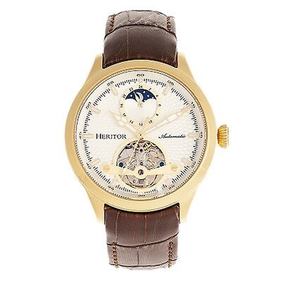 Heritor Arthur Automatic Black Dial Black Leather Men's Watch HR7905 ...