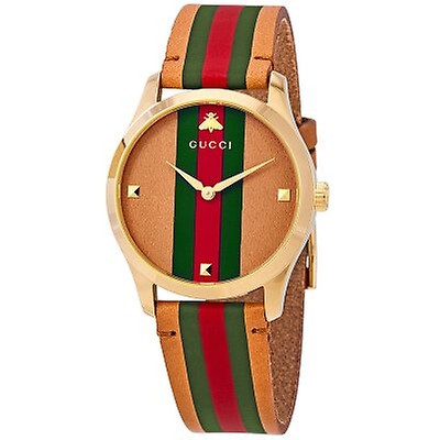 Gucci G-Timeless Ivory Dial Brown Leather Strap Men's Watch YA126303 ...