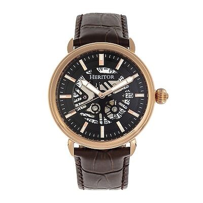 Heritor Carter Automatic Black Skeleton Dial Stainless Steel Men's ...