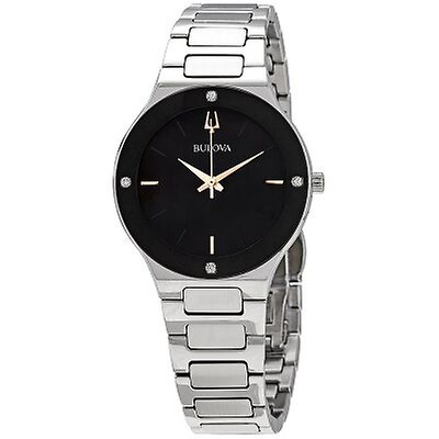 Bulova Crystal Turnstyle Mother of Pearl Dial Two-tone Ladies Watch ...