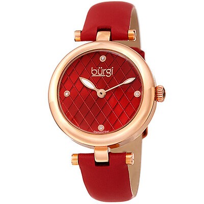 Burgi Gold Diamond Dial Ivory Satin Strap Ladies Watch BUR104WTG ...