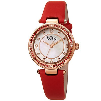 Burgi Quartz White Dial Green Leather Ladies Watch BUR251GN BUR251GN ...