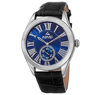 August Steiner Blue Dial Black Leather Men's Watch AS8245BUBK ...