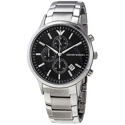 Emporio Armani Classic Chronograph Black Dial Steel Men's Watch AR2434 ...