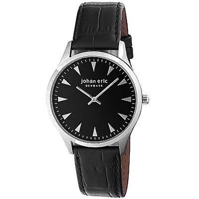 Johan Eric Koge Round Steel Black Dial Black Leather Watch JE1700-04 ...