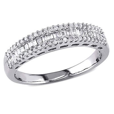 Amour 1/3 CT Parallel Baguette and Round Diamonds TW Eternity Ring 10k ...