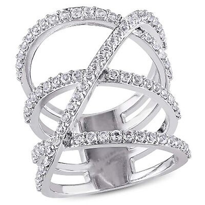 Amour Delmar Aquamarine and Diamond Heart Crossover Ring in Sterling ...