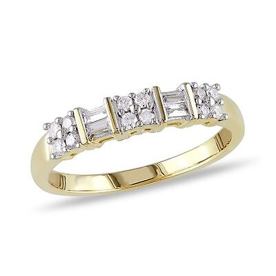 Amour 1/3 CT Parallel Baguette and Round Diamonds TW Eternity Ring 10k ...