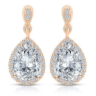 Megan Walford Rose Over Sterling Silver Clear and Red Cubic Zirconia ...