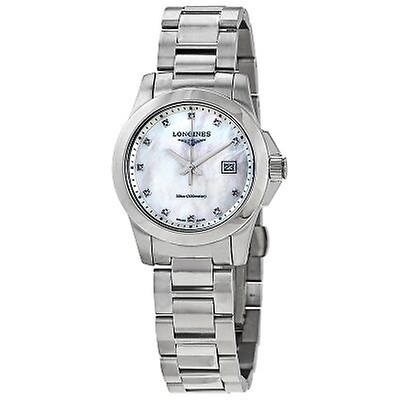 Longines Conquest Classic Automatic Mother of Pearl Diamond Dial Ladies ...