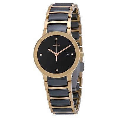 Rado Centrix Black Dial Gold-plated and Black Ceramic Men's Watch ...