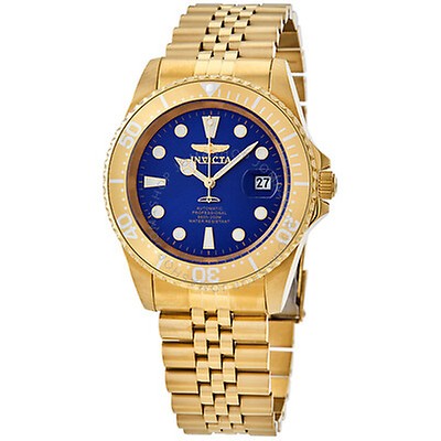 Invicta Pro Diver Automatic Blue Dial Yellow Gold-plated Men's Watch ...