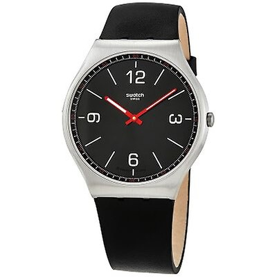 Swatch Sistem Automatic Black Dial Cream Leather Men's Watch SUTM400 ...