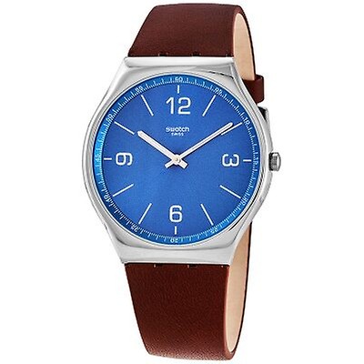 Swatch Brut De Bleu Silver Dial Blue Rubber Men's Watch YWS431 YWS431 ...