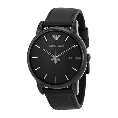 Emporio Armani Black Dial Black Leather Men's Watch AR1611 AR1611 ...