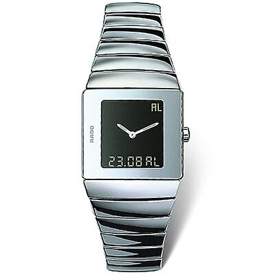 Rado True Black Dial Platinum-tone Ceramic Men's Watch R27955152 ...