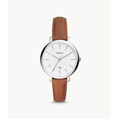 Fossil Georgia Silver Dial Tan Leather Ladies Watch ES3060 ES3060 ...