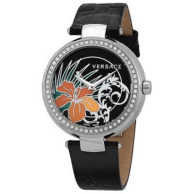Versace Mystique White Floral Enamel Dial White Leather Ladies Watch ...