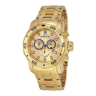 Invicta Pro Diver Chronograph Blue Dial 18kt Gold-plated Men's Watch ...