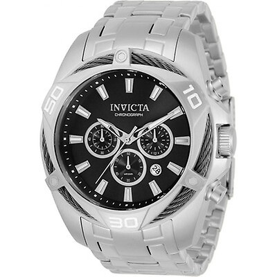 Invicta Bolt Chronograph Black Dial Stainless Steel Men's Watch 16955 ...