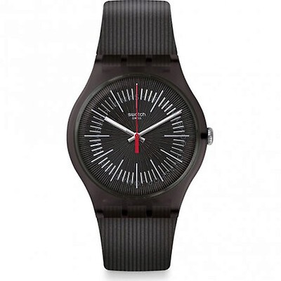 Swatch Sistem Automatic Black Dial Cream Leather Men's Watch SUTM400 ...