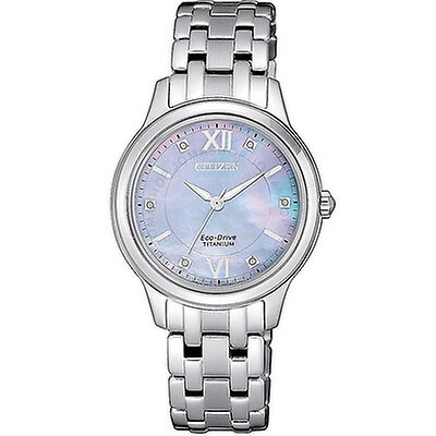 Citizen Eco-Drive Crystal Blue Mother of Pearl Dial Ladies Watch EM0840 ...