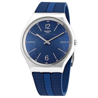 Swatch Brut De Bleu Silver Dial Blue Rubber Men's Watch YWS431 YWS431 ...