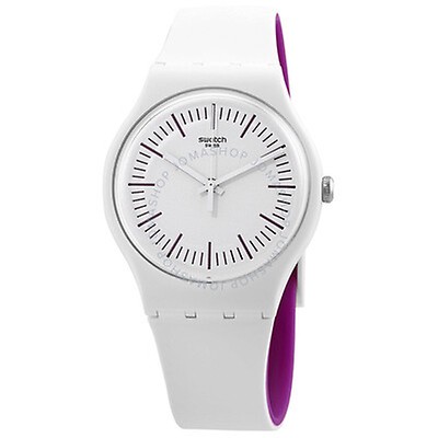 Swatch White Lacquered White Silicone Unisex Watch SUOW100 SUOW100 ...