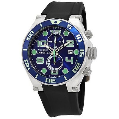 Invicta I-Force Blue Dial Stainless Steel Black Leather Calfskin Men's ...