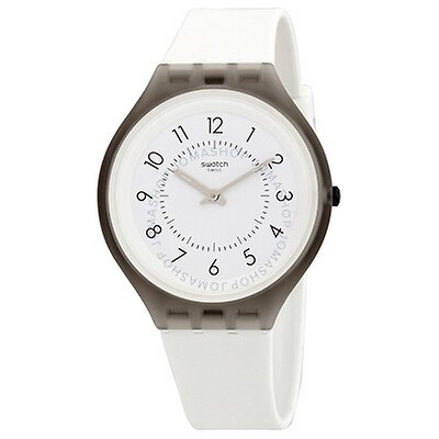 Swatch White Lacquered White Silicone Unisex Watch SUOW100 SUOW100 ...