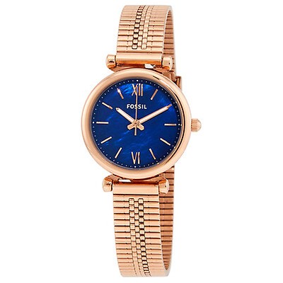 Fossil Virginia Rose Dial Rose Gold-tone and Horn Acetate Ladies Watch ...