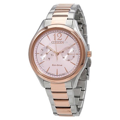 Citizen Chronograph Quartz Crystal Pink Dial Ladies Watch ED8180-52X ...