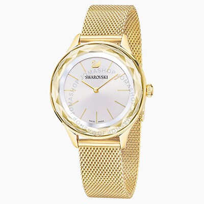 Swarovski Crystalline Aura Quartz White Silver-tone Dial Ladies Watch ...